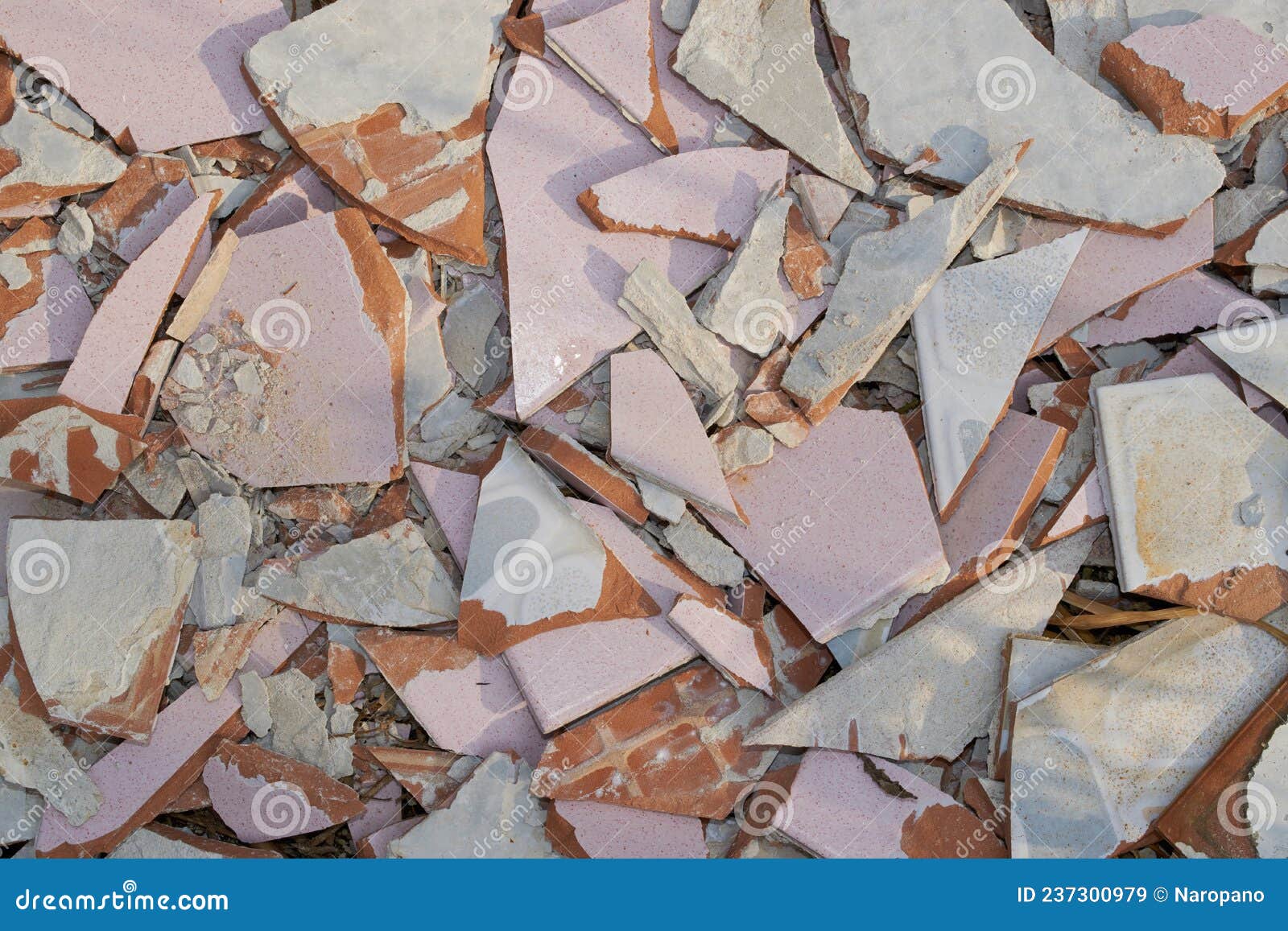Broken Tile Fragments Piled on the Floor Stock Image - Image of surface ...