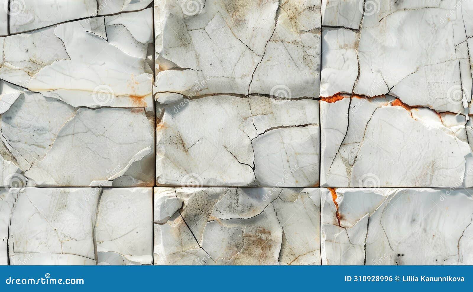 A Broken Tile with Several Visible Cracks, Emphasizing Its Weathered ...