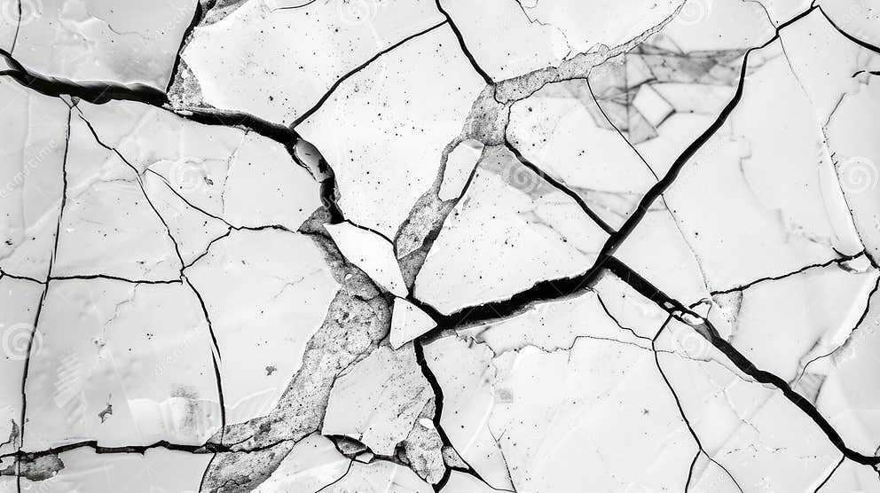 A Broken Tile with Several Visible Cracks, Emphasizing Its Weathered ...