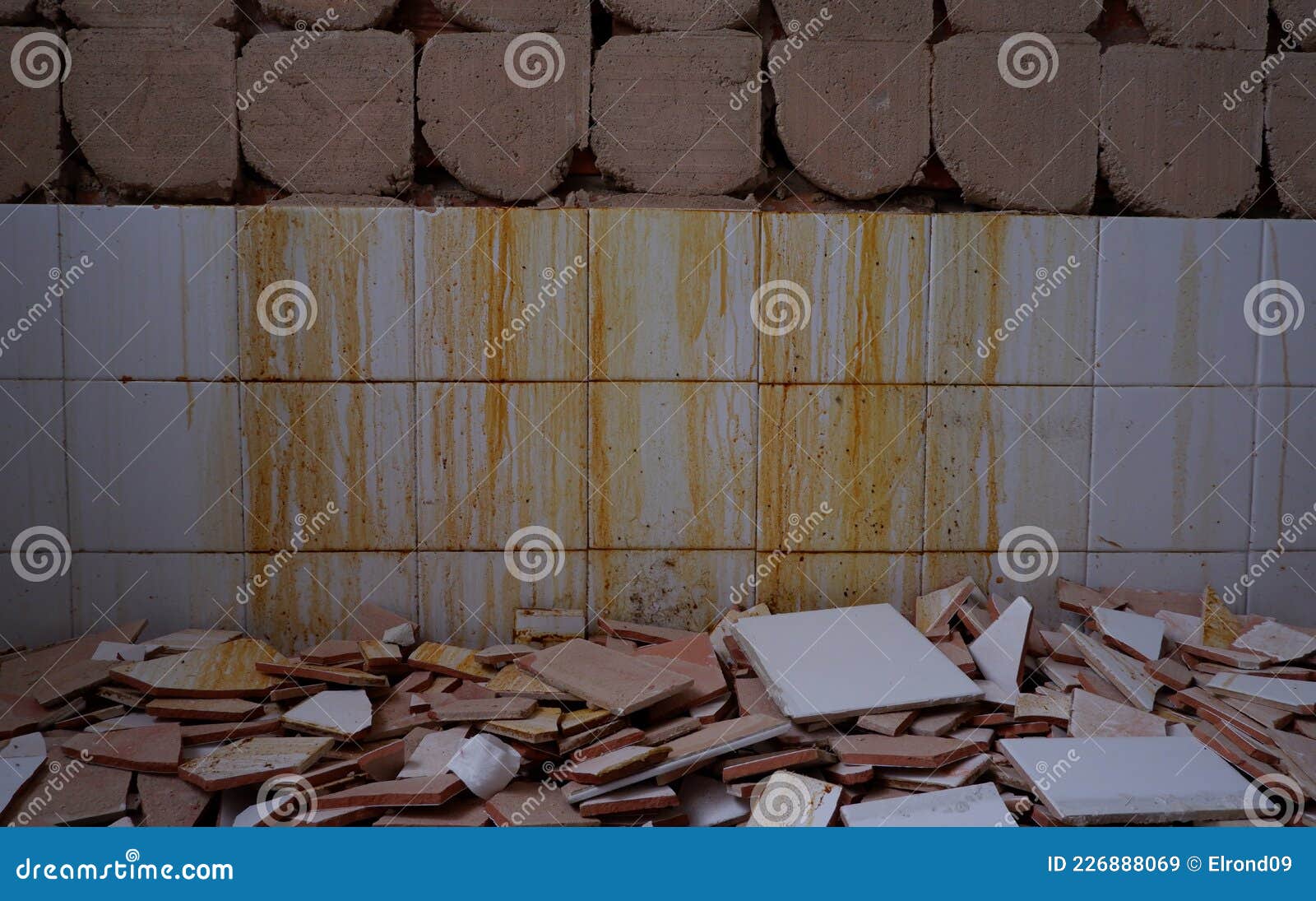 Broken Tiles in a Kitchen Renovation Stock Image - Image of ...