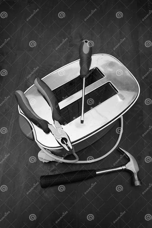 Broken toaster stock image. Image of pliers, electric - 24671257