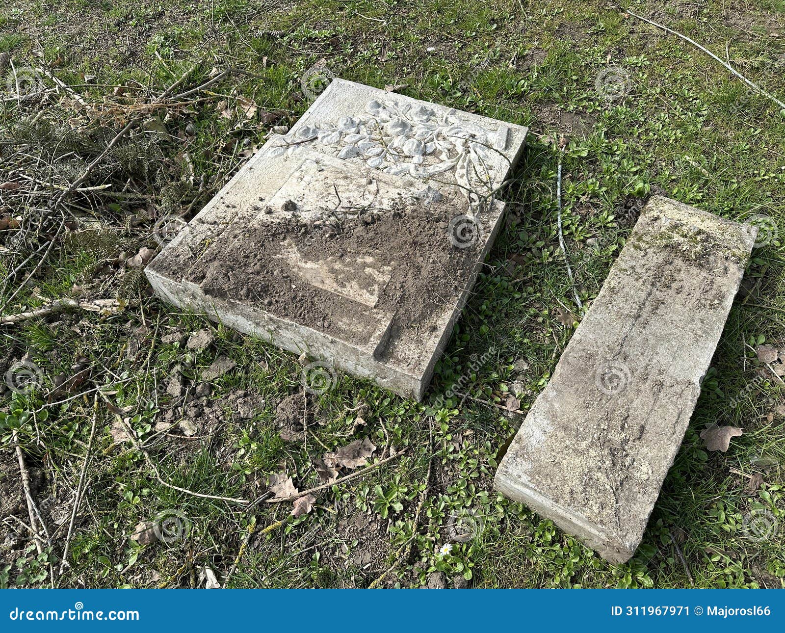 Broken Tombstone in the Public Cemetery Stock Image - Image of europe ...