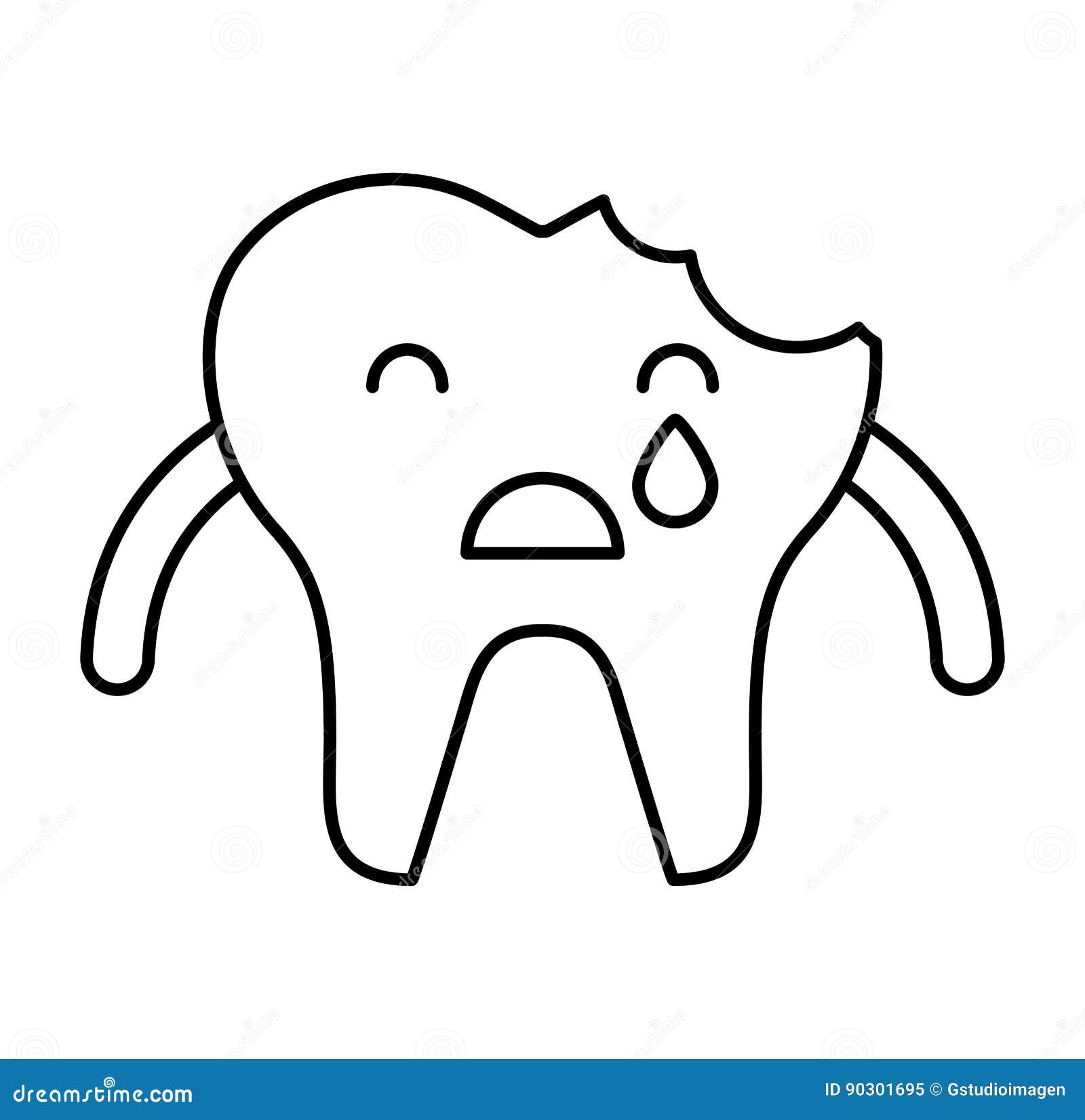 Broken Tooth Crying Character Icon Stock Vector - Illustration of ...