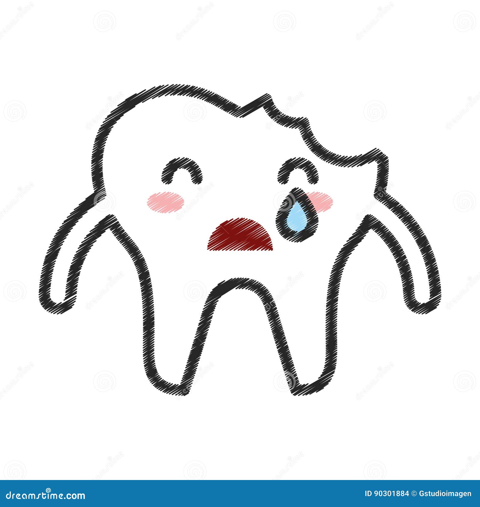 Broken Tooth Crying Character Icon Stock Vector - Illustration of ...
