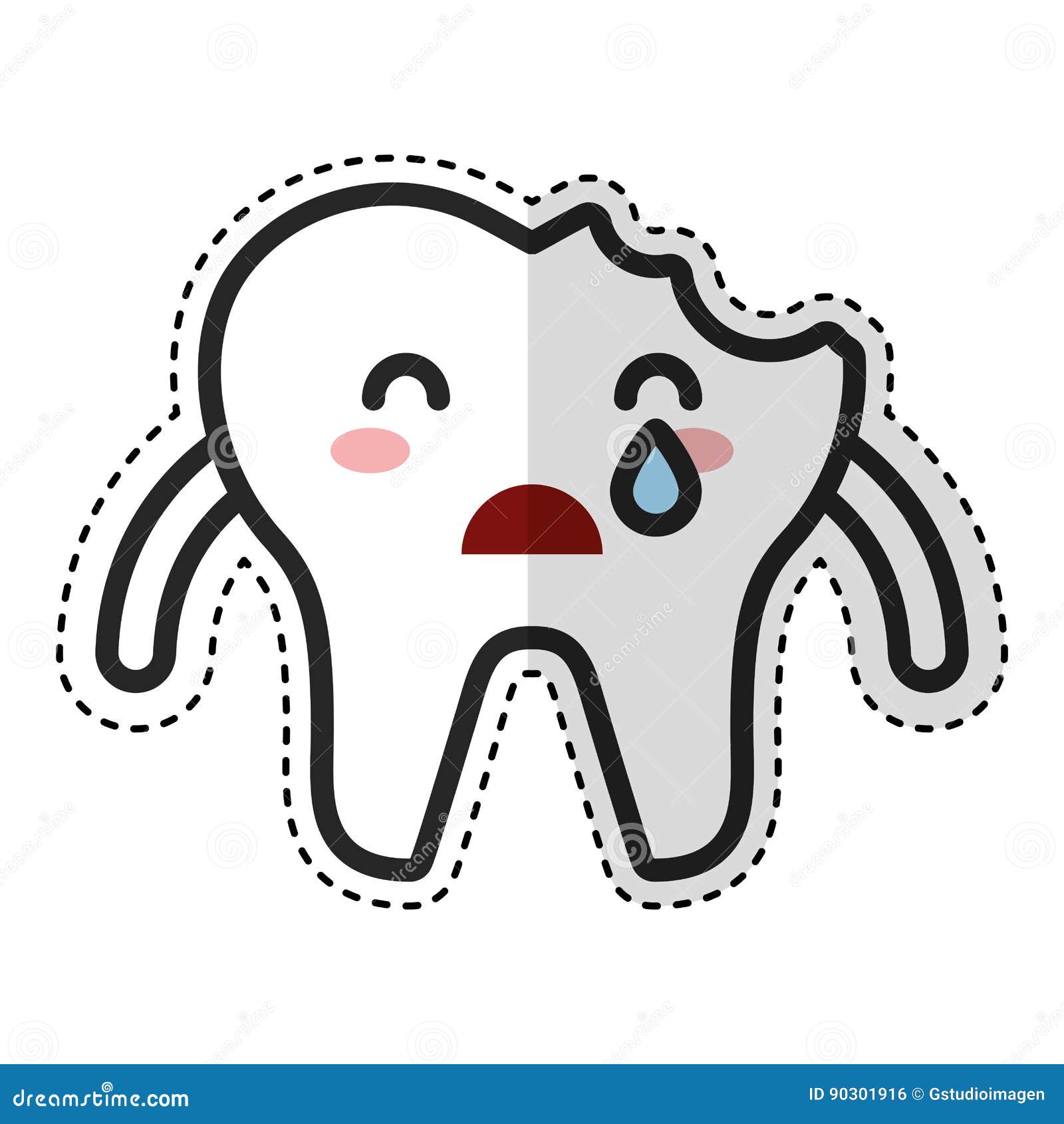 Broken Tooth Crying Character Icon Stock Vector - Illustration of ...