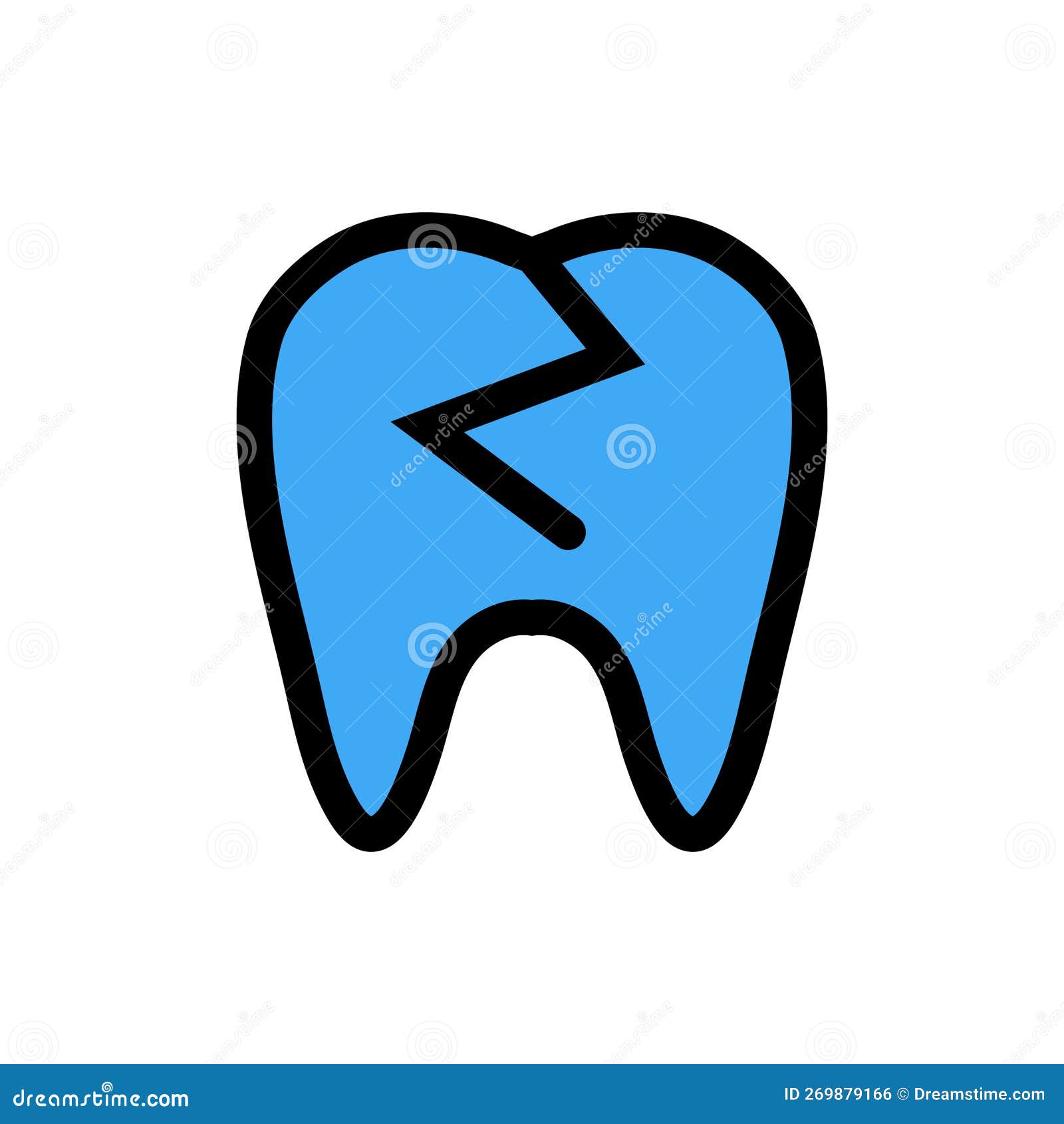 Broken Tooth Icon Line Isolated on White Background. Black Flat Thin ...