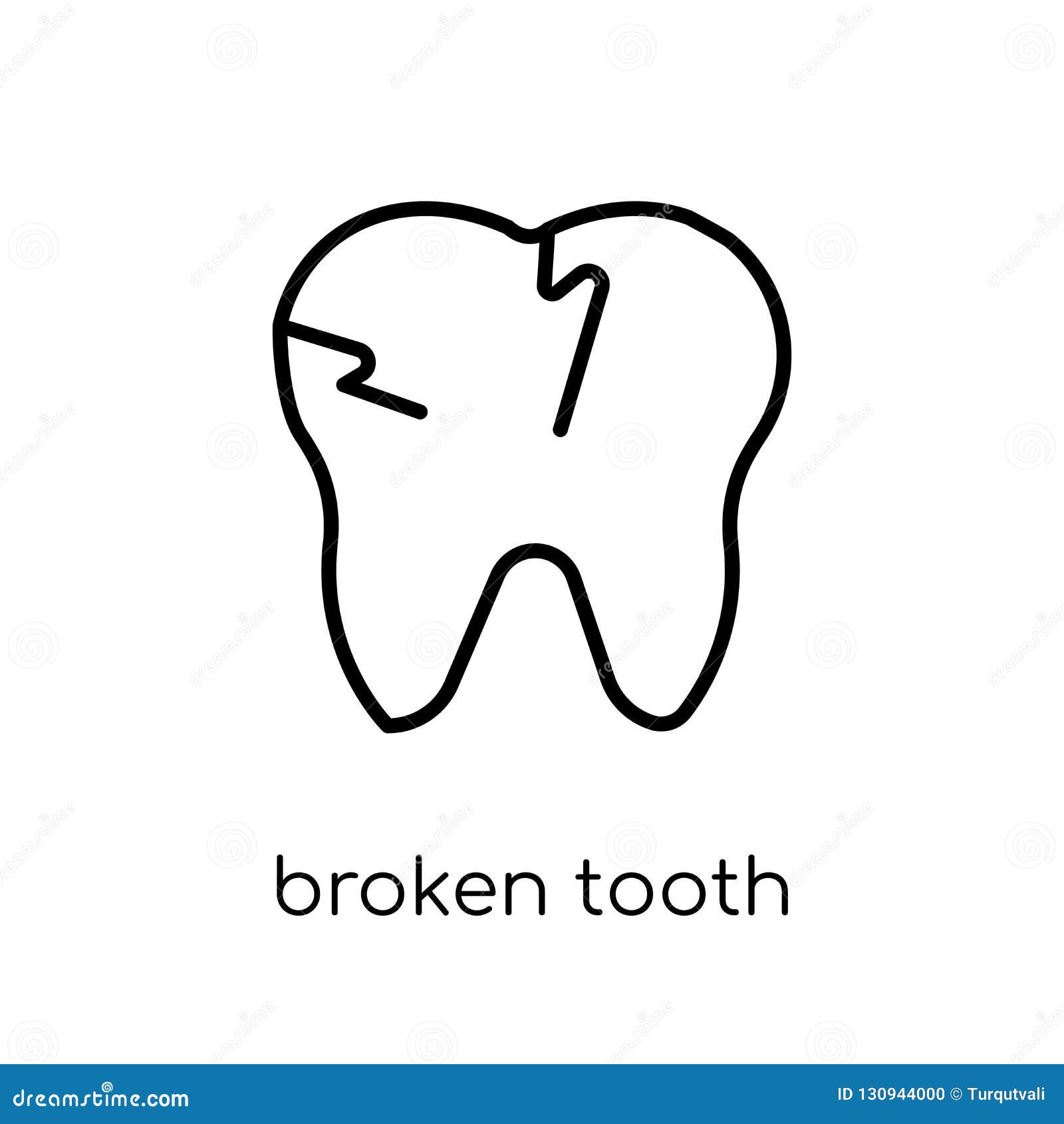 Broken Tooth Icon. Trendy Modern Flat Linear Vector Broken Tooth Stock ...