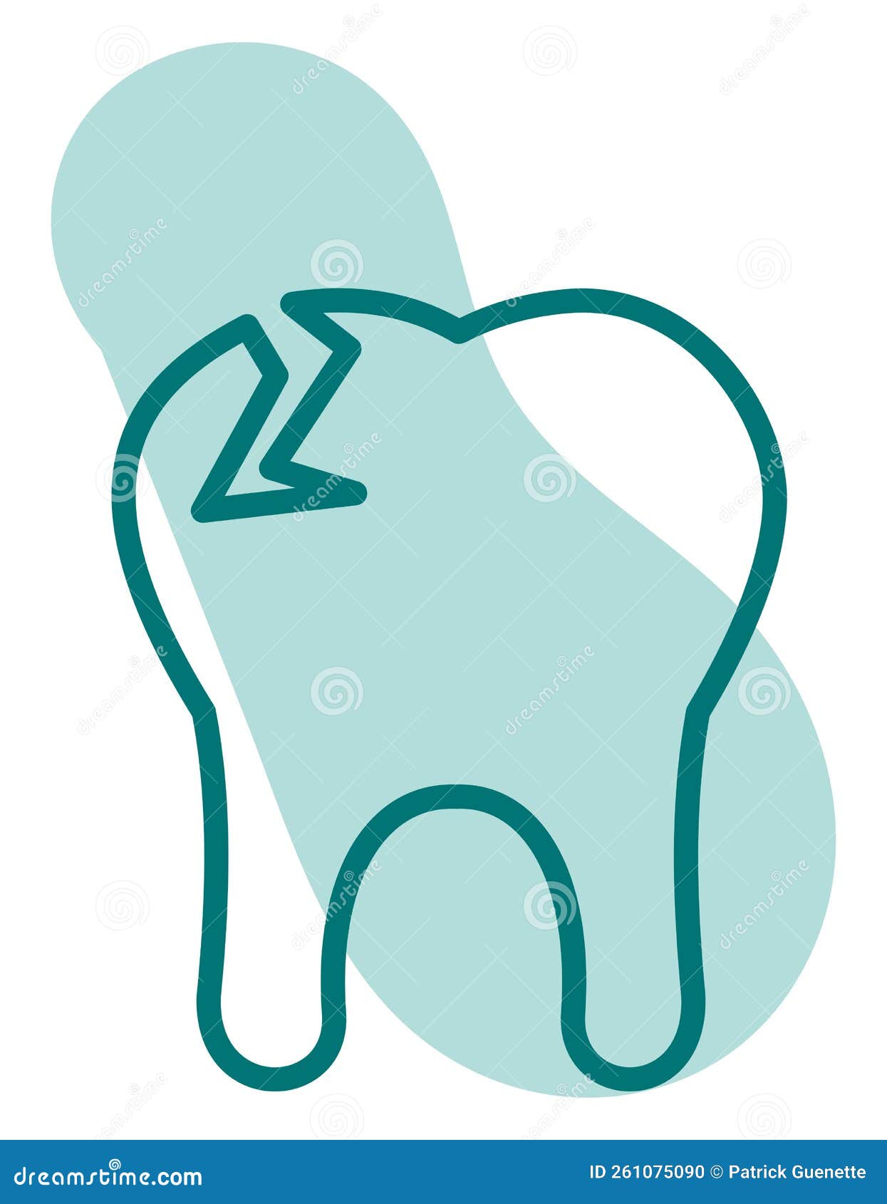 Broken tooth, icon stock vector. Illustration of dentistry - 261075090