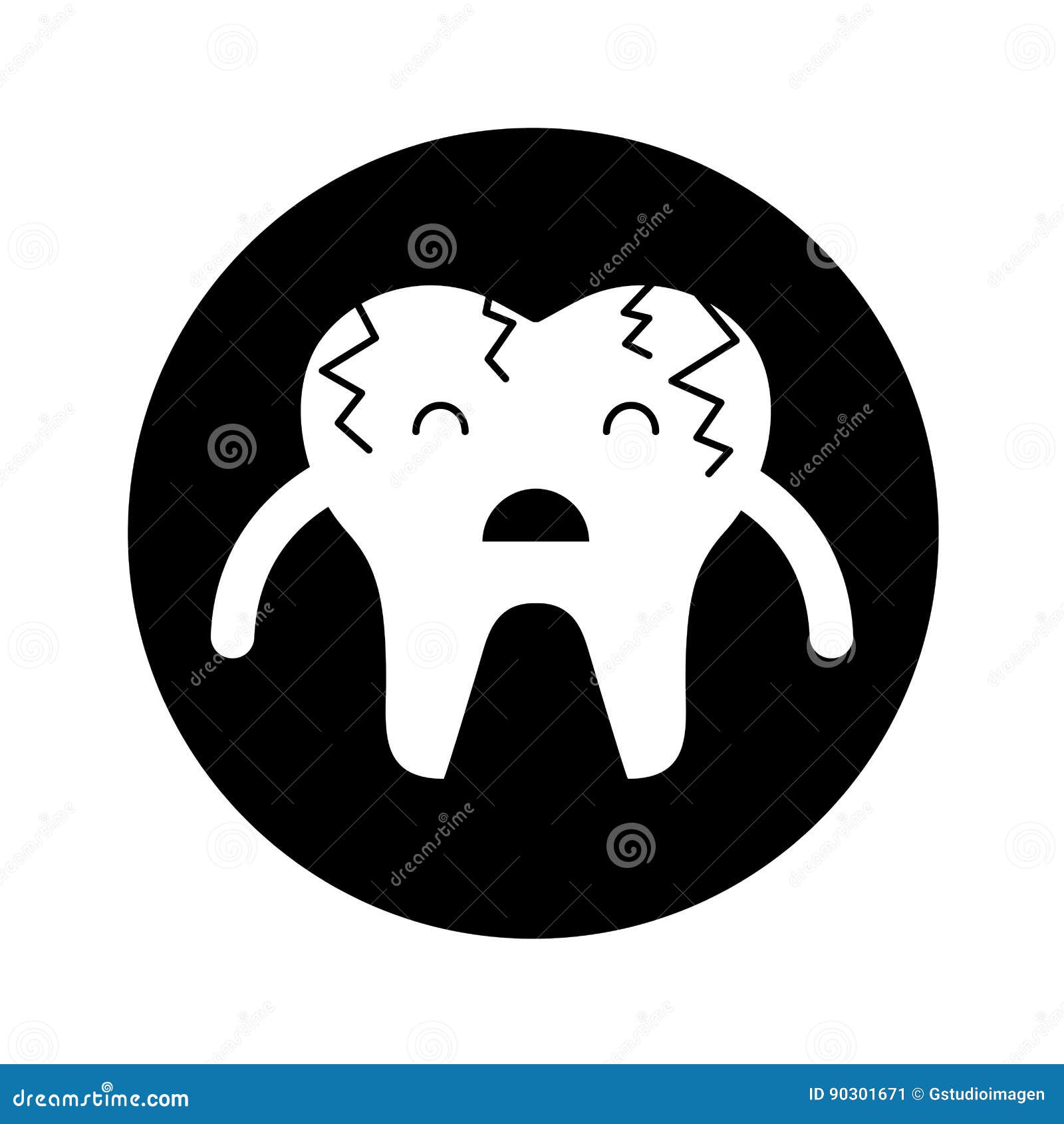 Broken Tooth Sad Character Icon Stock Vector - Illustration of humor ...