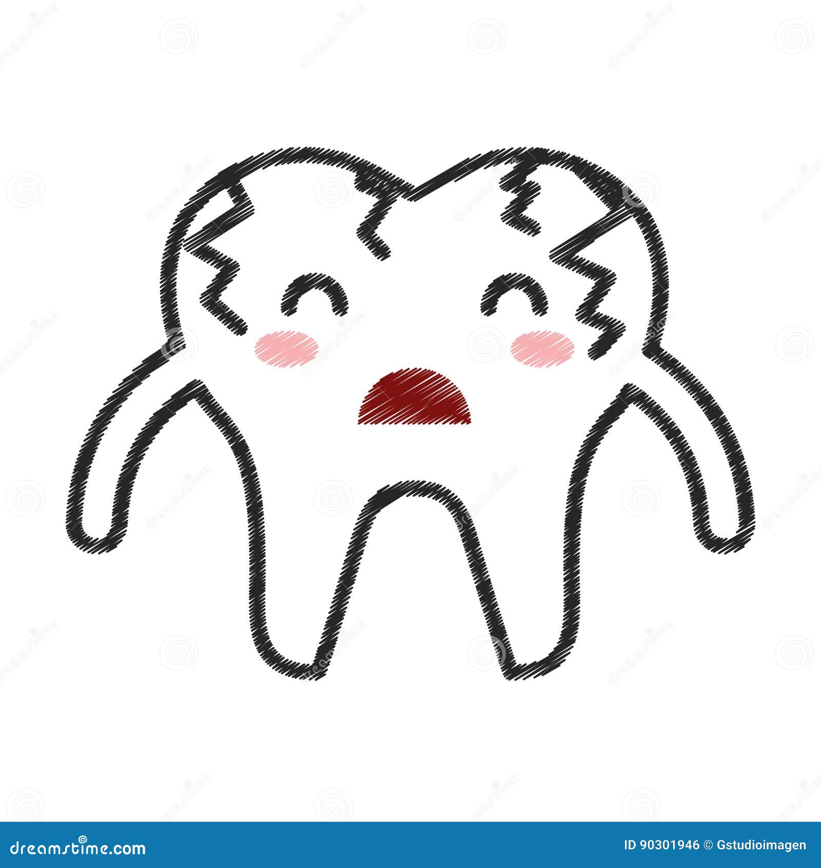 Broken Tooth Sad Character Icon Stock Vector - Illustration of ...