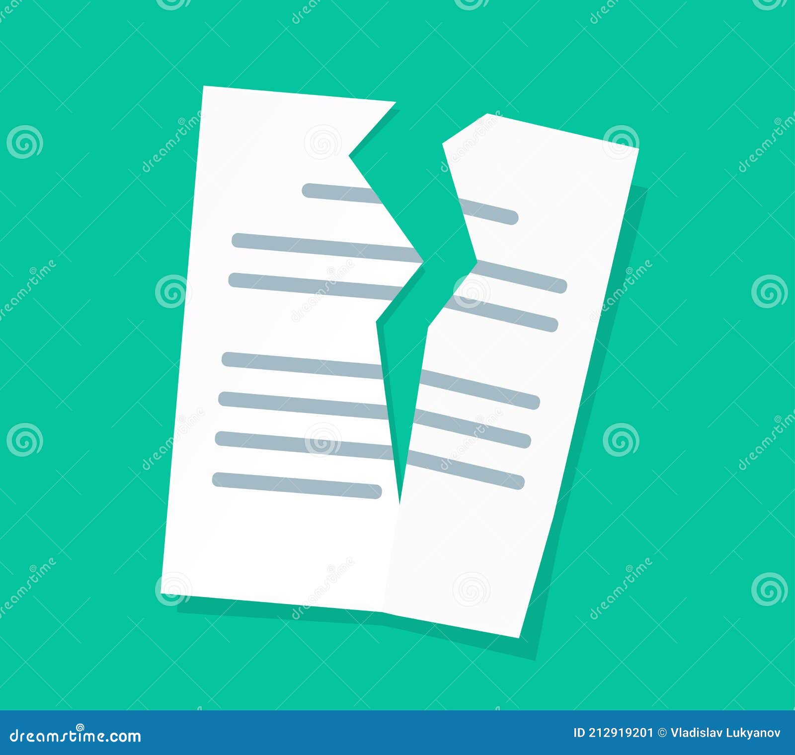 Broken or Torn Text Paper Document Sheet of File Vector Flat Cartoon ...