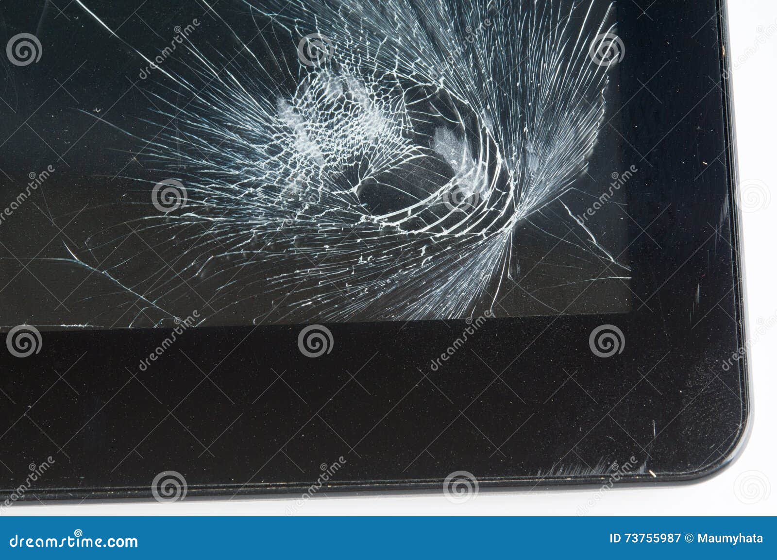 Broken Touchscreen on White and Reflective Studio Floor Stock Image ...