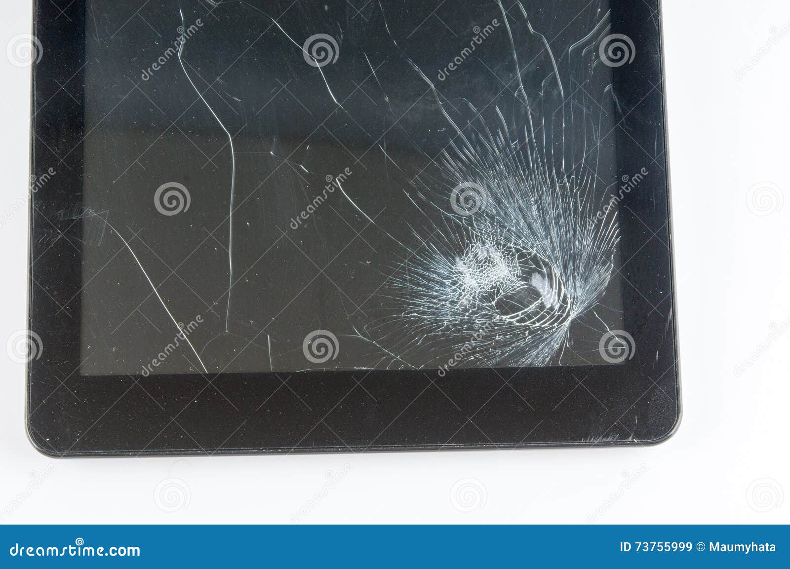 Broken Touchscreen on White and Reflective Studio Floor Stock Image ...