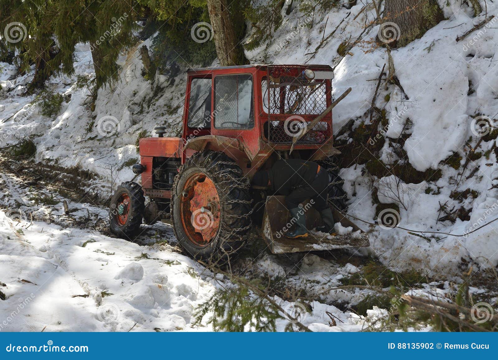 Broken Tractor in the Forest. Stock Photo - Image of skidder, drive ...
