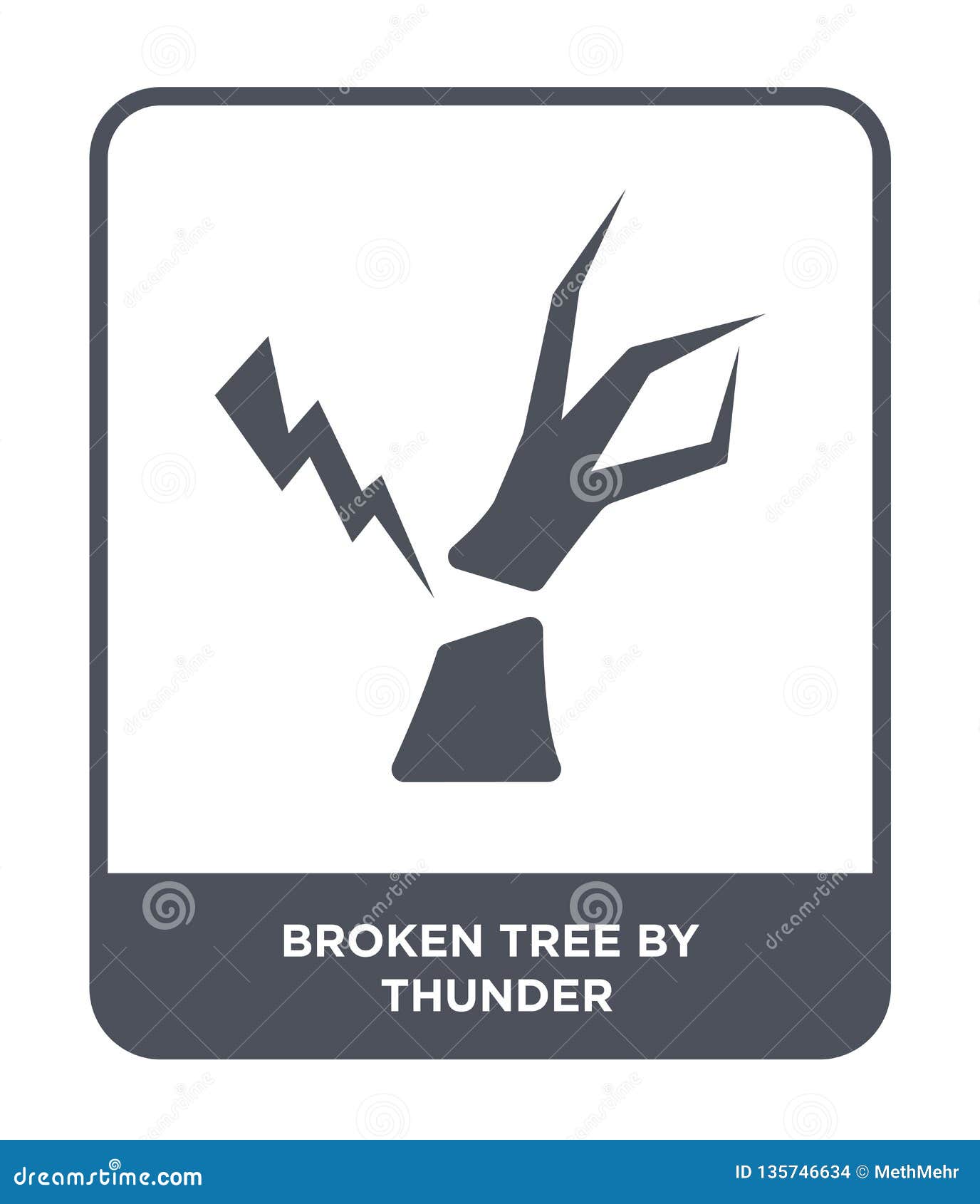 Broken Tree by Thunder Icon in Trendy Design Style. Broken Tree by ...