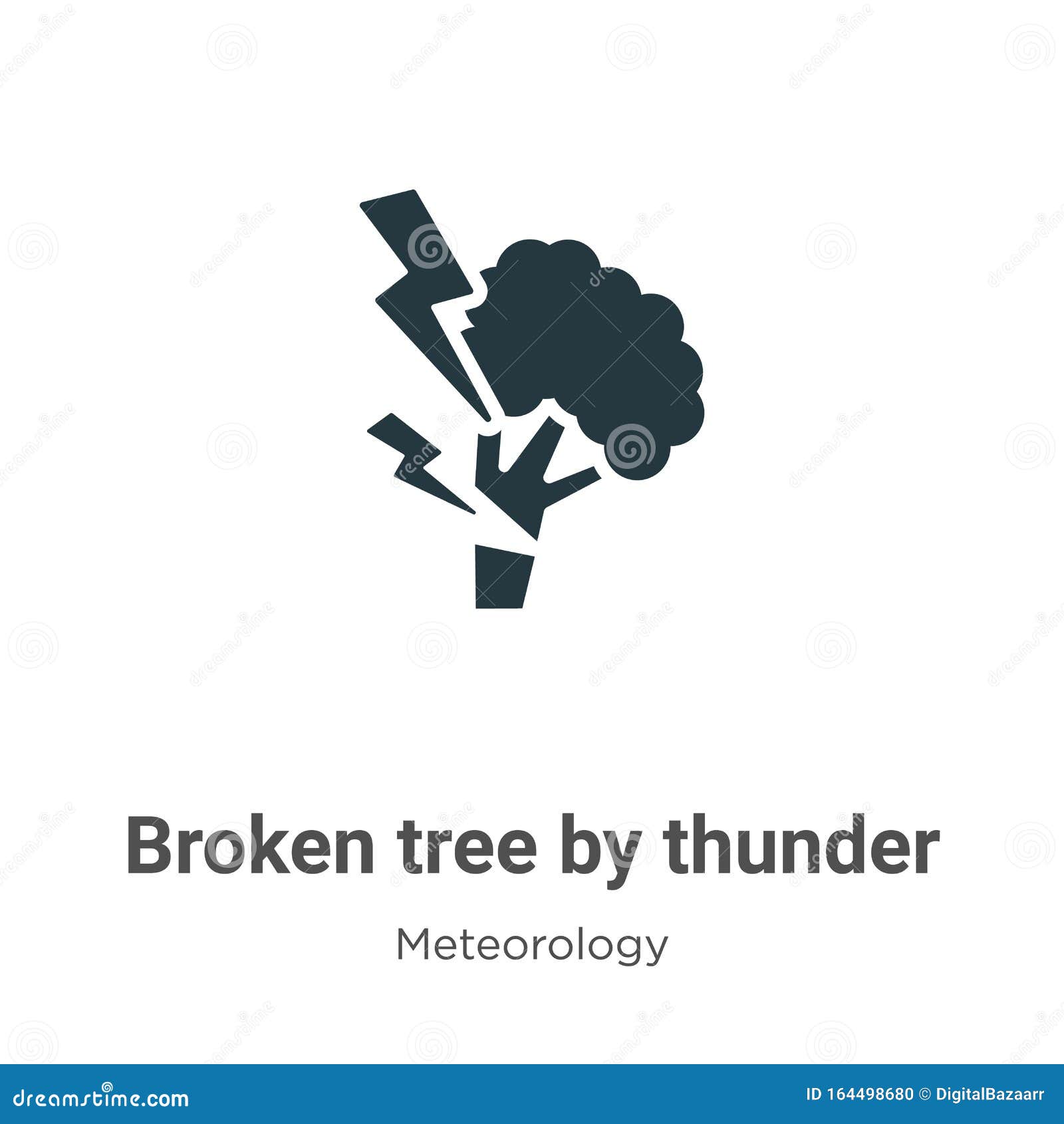 Broken Tree by Thunder Vector Icon on White Background. Flat Vector ...