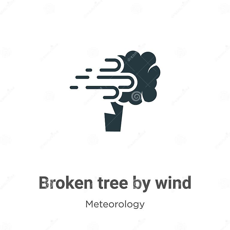 Broken Tree by Wind Vector Icon on White Background. Flat Vector Broken ...