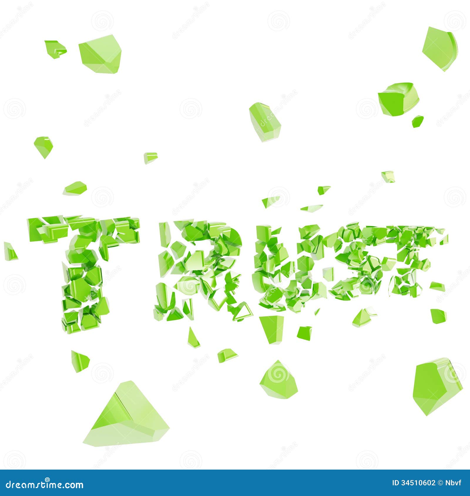 Broken Trust, Word Crashed into Pieces Stock Illustration ...