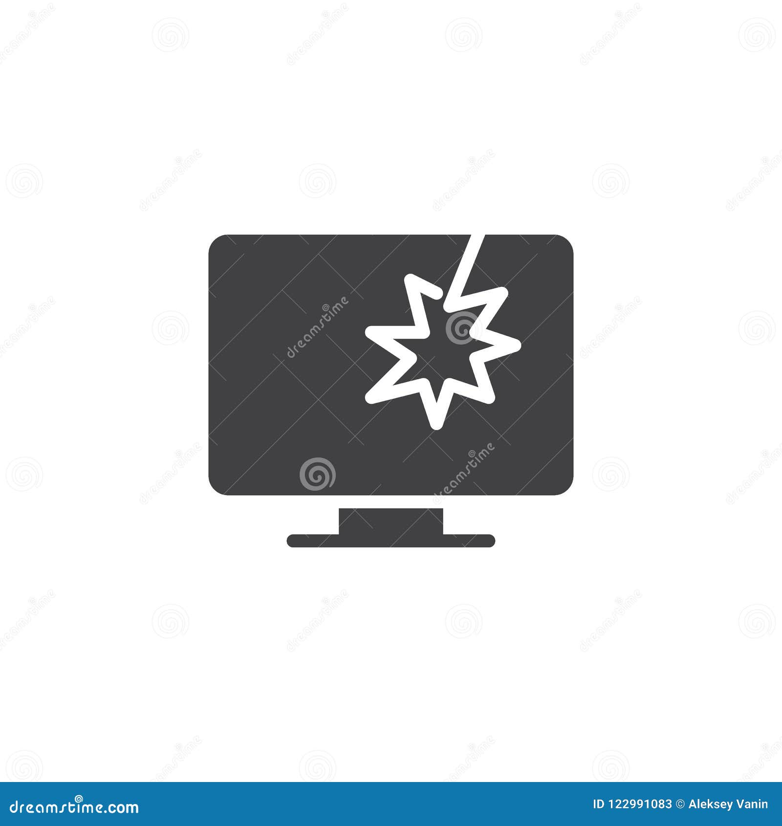 Broken Tv Screen Vector Icon Stock Vector - Illustration of pictogram ...
