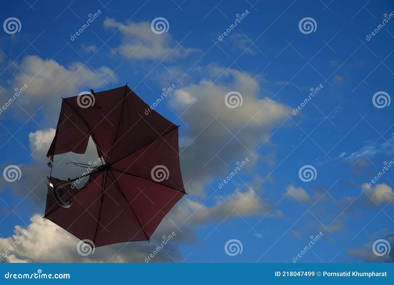 Broken Umbrella Float on the Air on the Sky Background Stock Image ...