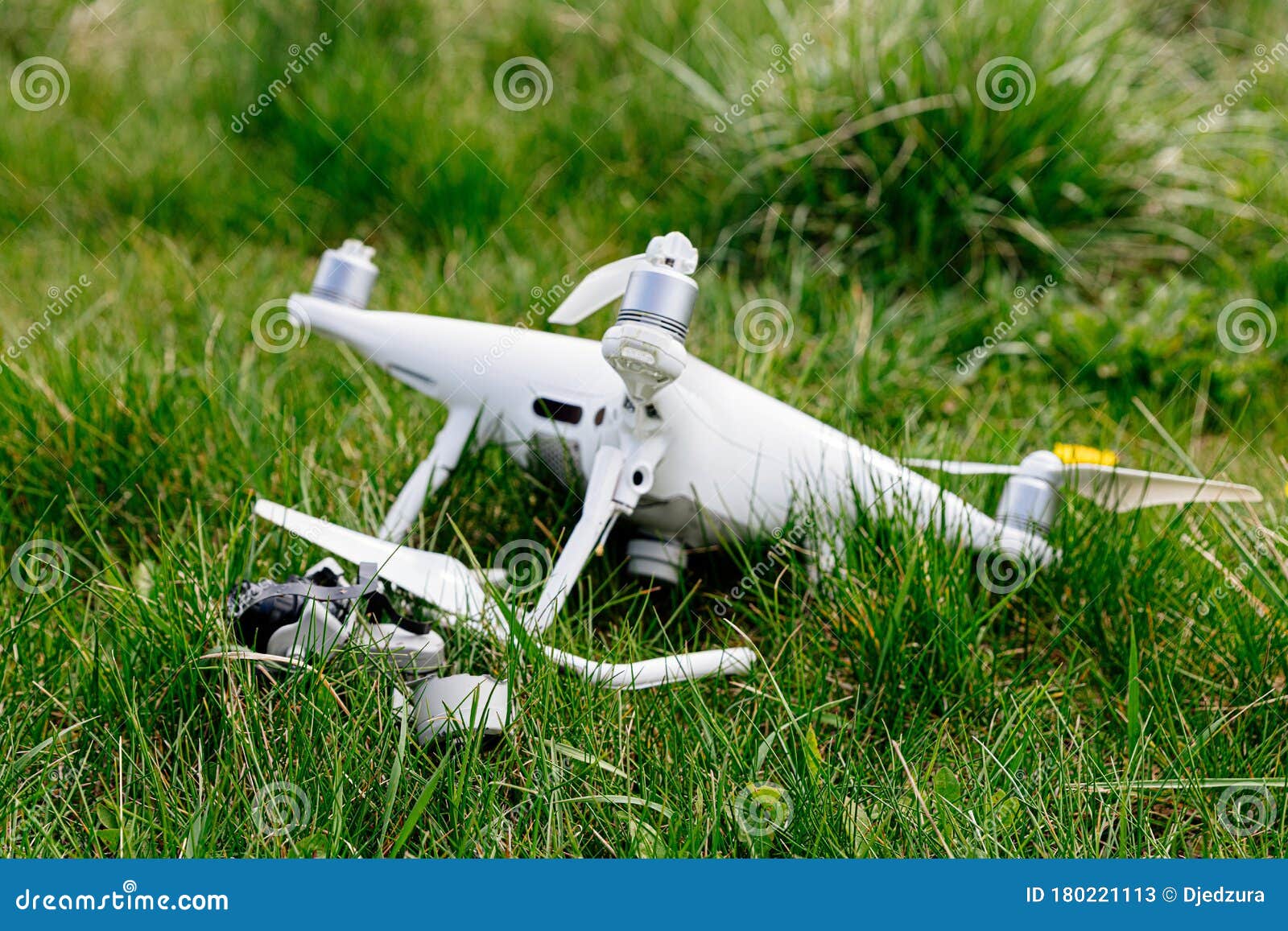 Broken Unmanned Aerial Vehicle, Broken Drone after Crash Stock Image ...
