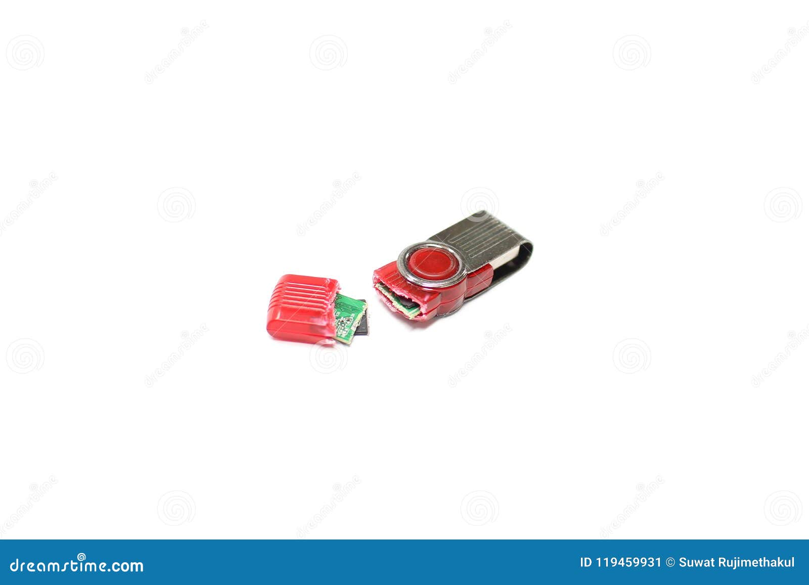 Broken USB Flash Drive Isolated on White Background Stock Image - Image ...