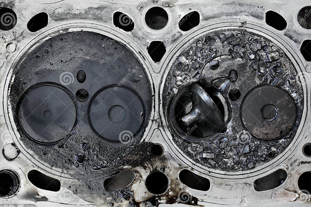 Broken valve in car engine stock photo. Image of equipment - 102029300