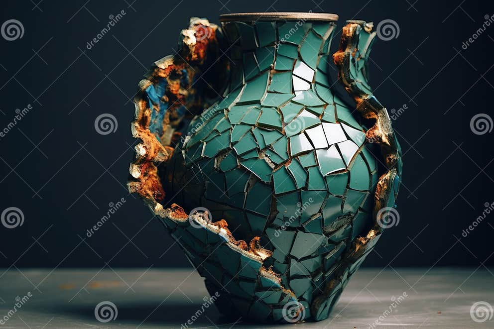 A Broken Vase Glued Back Together Stock Photo - Image of repair ...