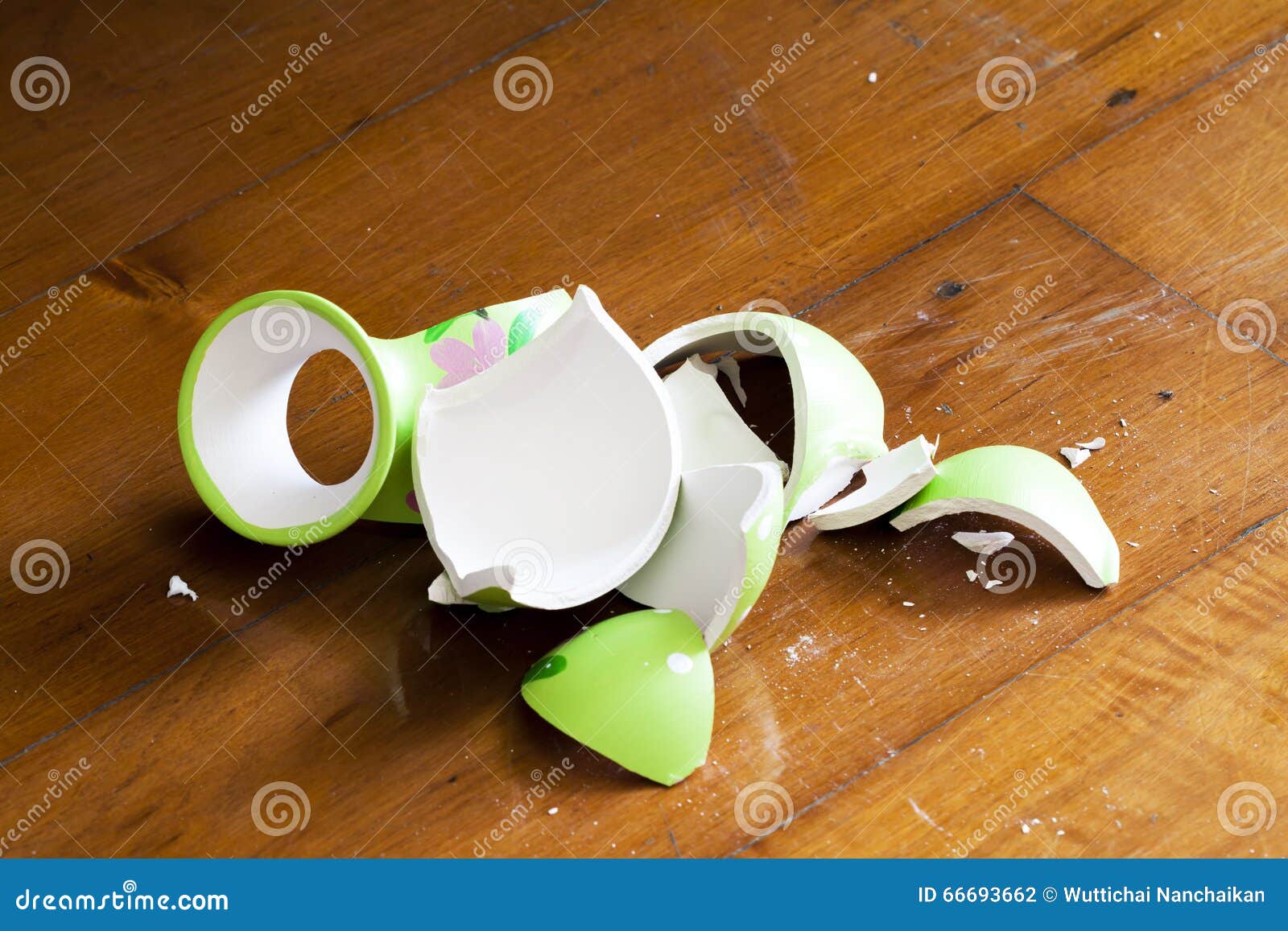 Broken Vase on Wooden Floor Stock Photo - Image of sadness, clipping ...