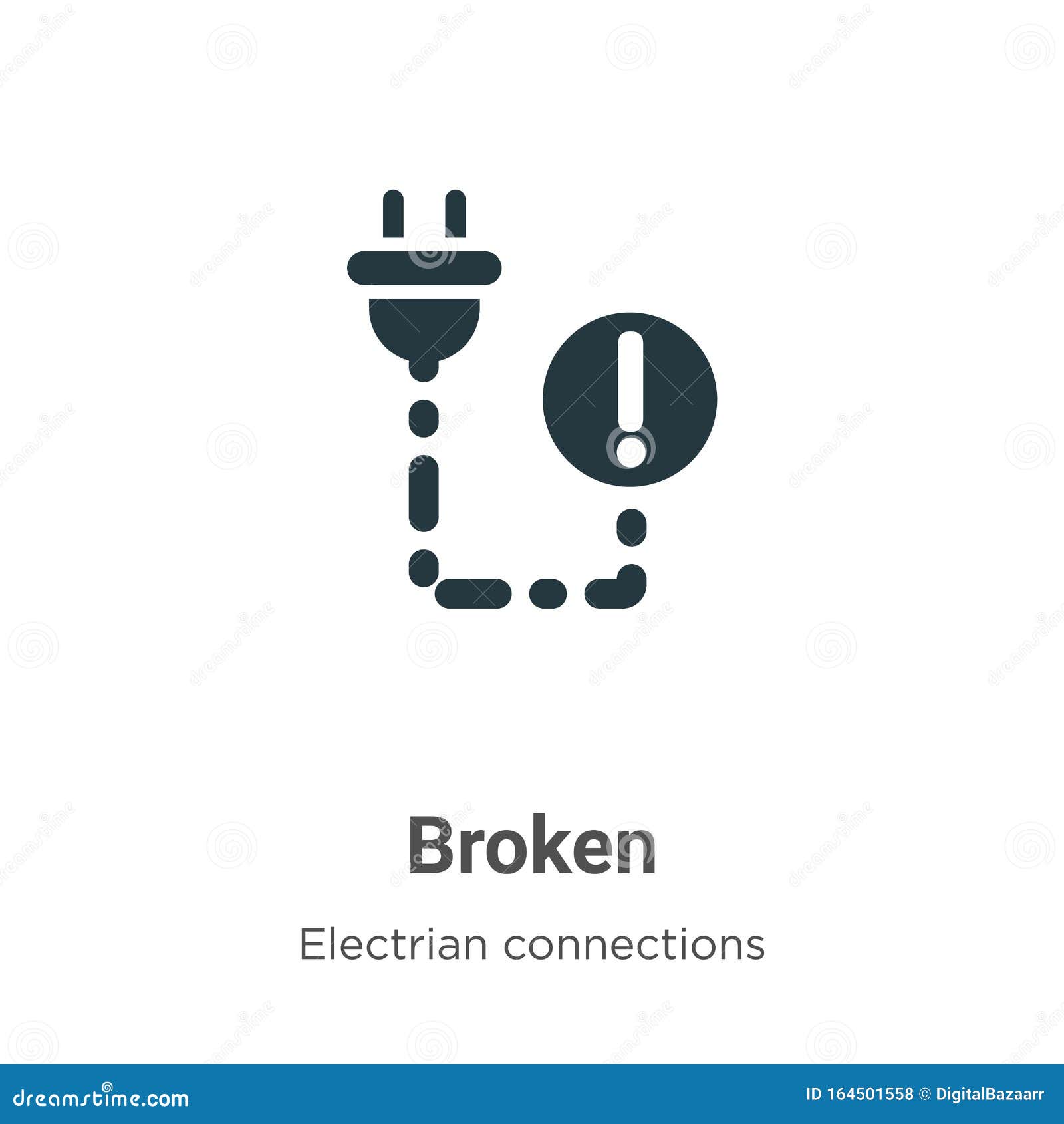 Broken Vector Icon on White Background. Flat Vector Broken Icon Symbol ...