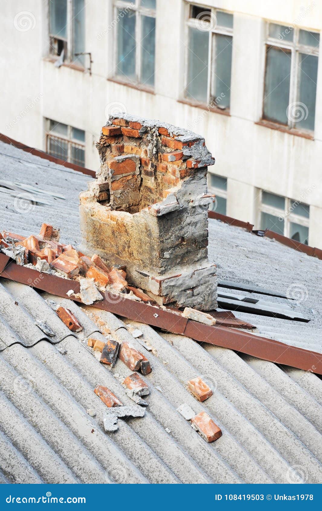 Broken ventilation duct stock image. Image of asbestos - 108419503
