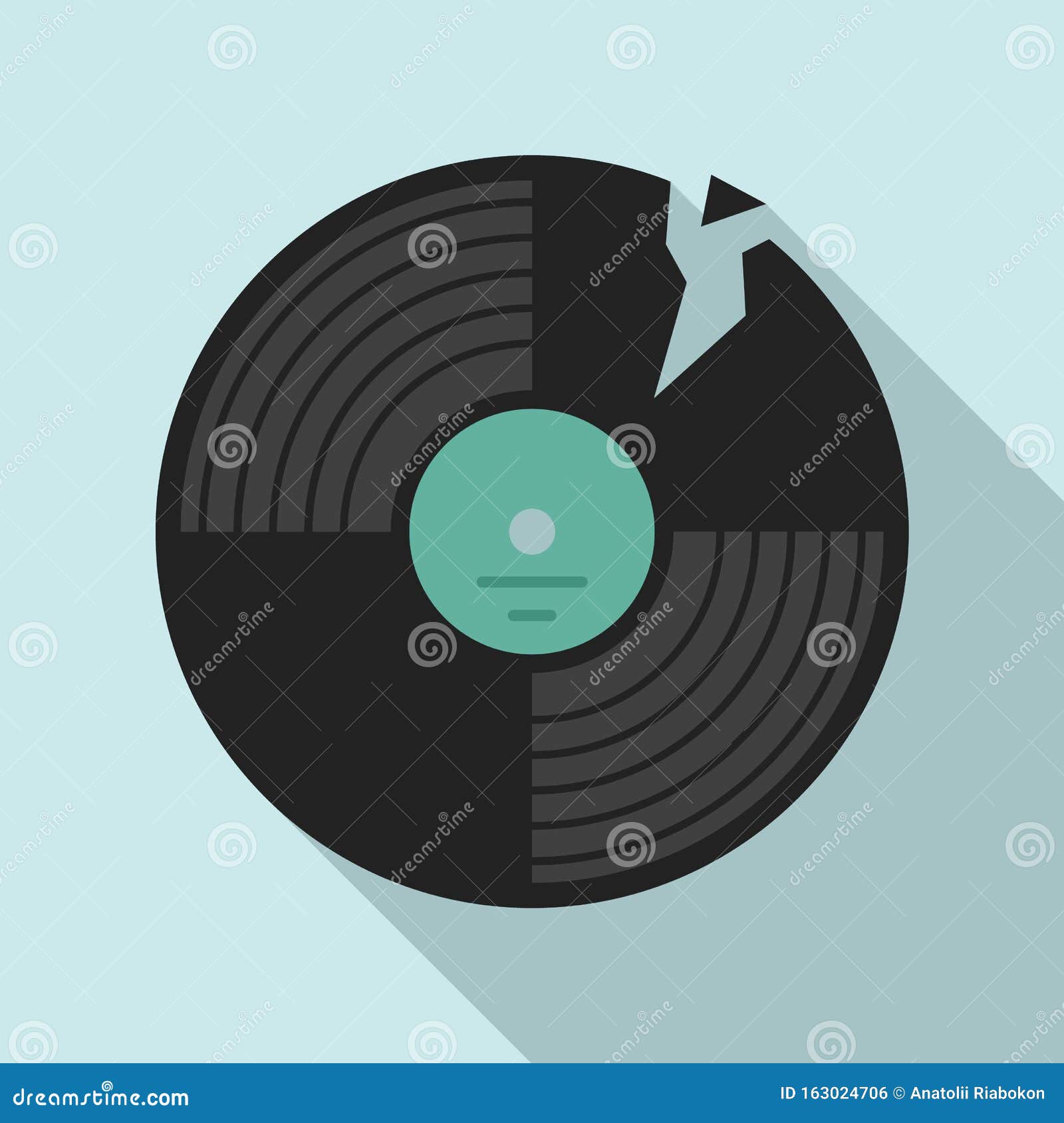 Broken Vinyl Disc Icon, Flat Style Stock Vector - Illustration of flat ...