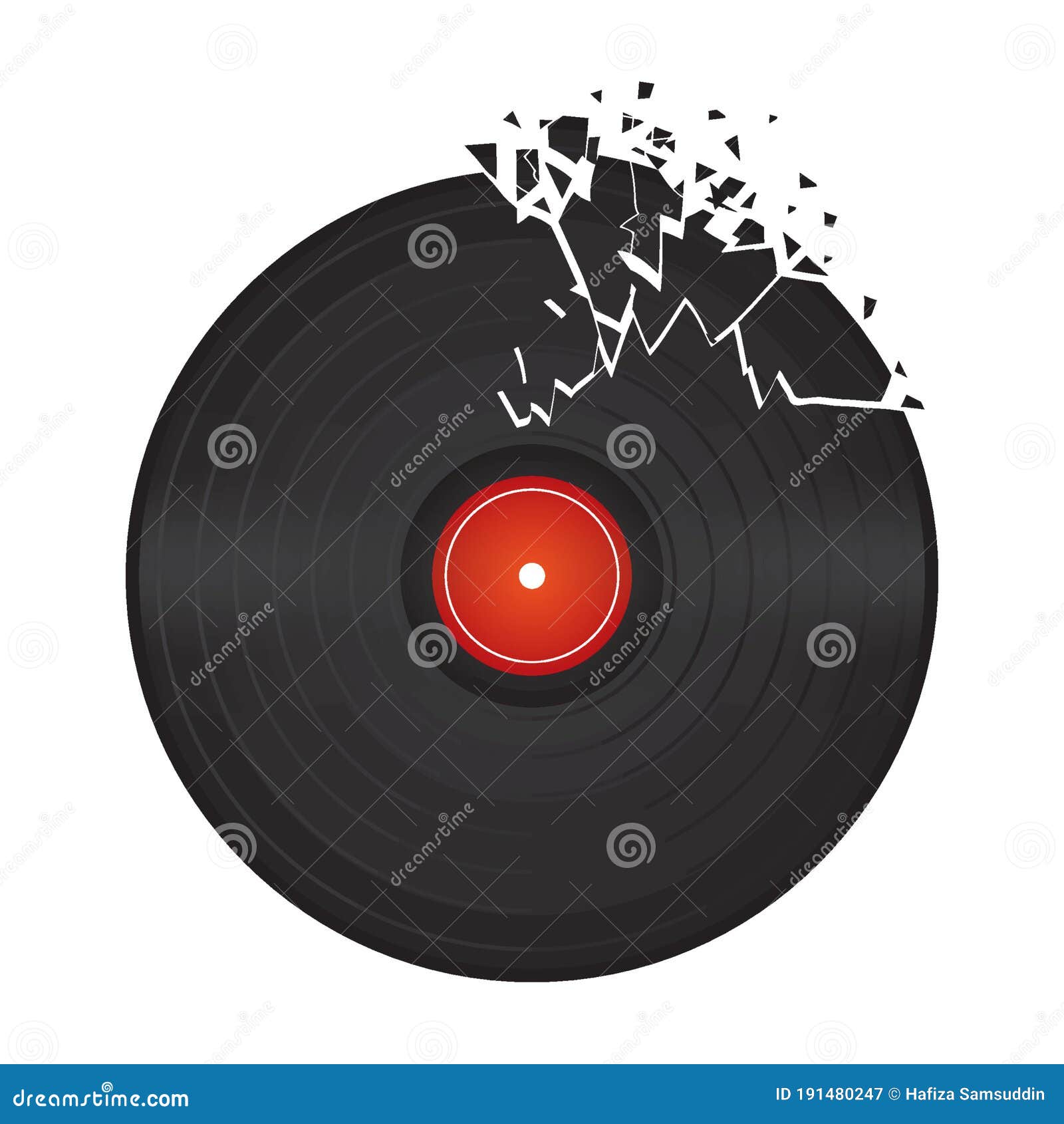 Broken Vinyl Disc. Vector Illustration Decorative Design Stock Vector ...