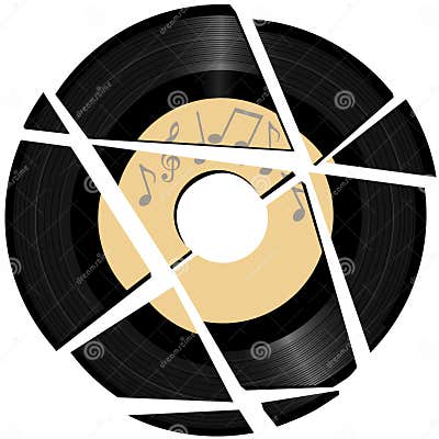 Broken Vinyl Record with Music Label Stock Vector - Illustration of ...