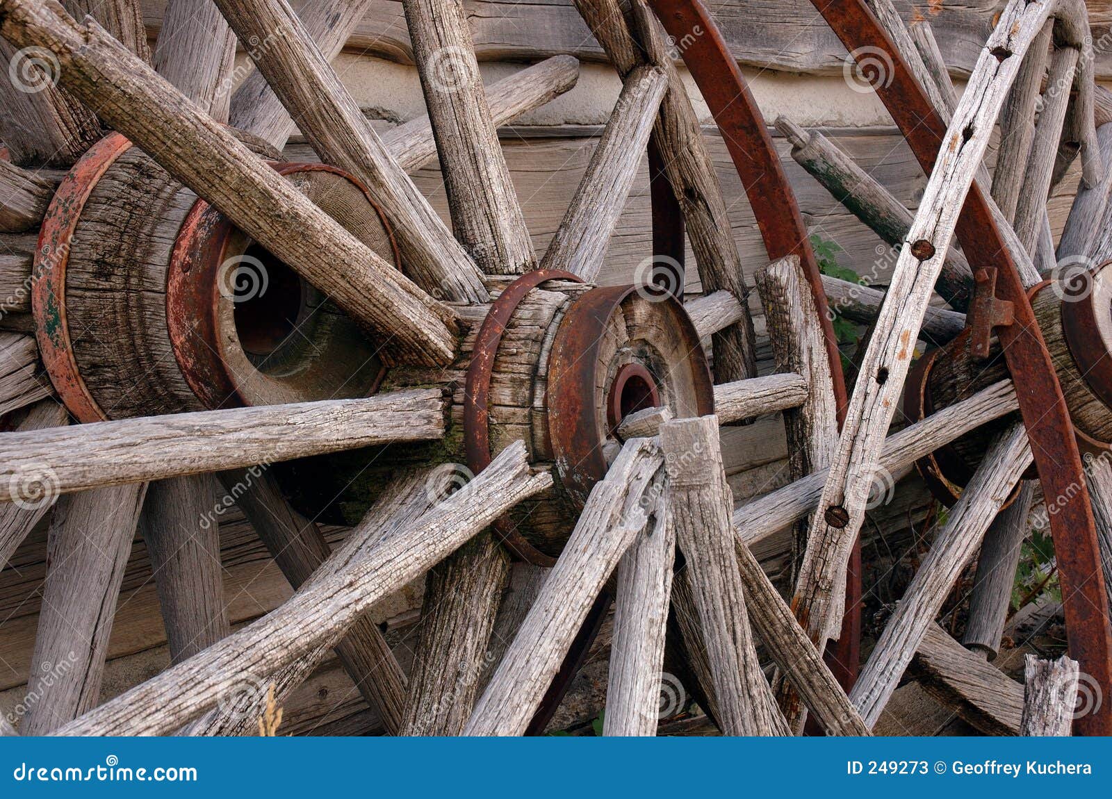 Broken Wagon Wheels stock image. Image of wood, weathered - 249273