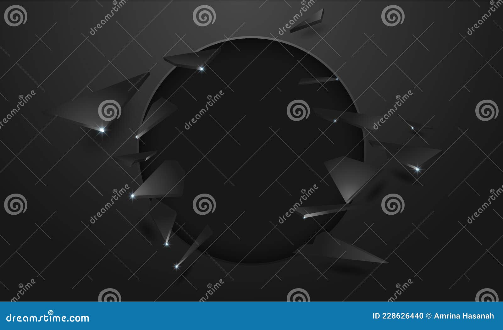 Broken Wall with a Black Hole and Cracks Stock Vector - Illustration of ...