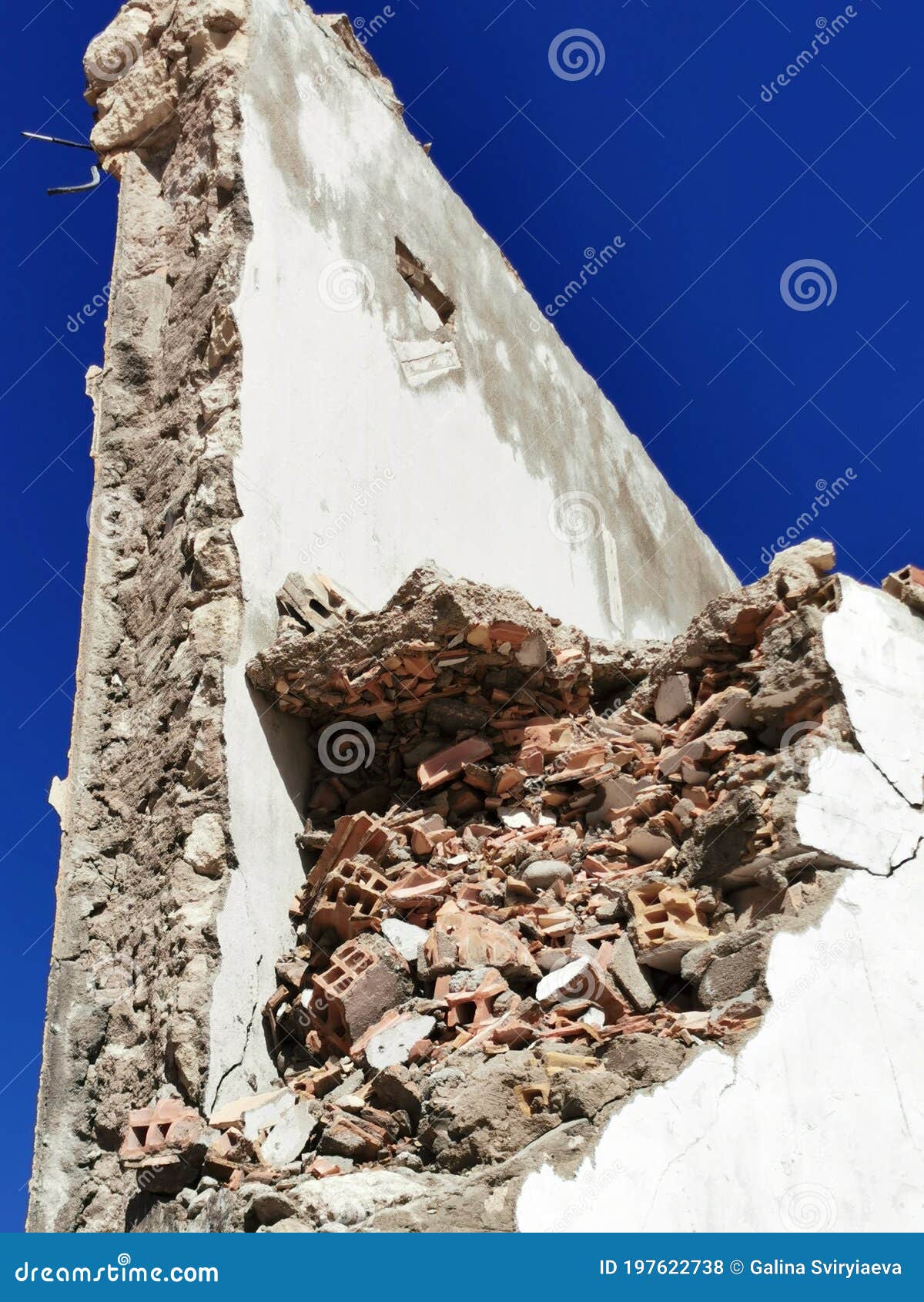 Closeup of Broken Bricks Stack in Demolition Site Stock Photo - Image ...