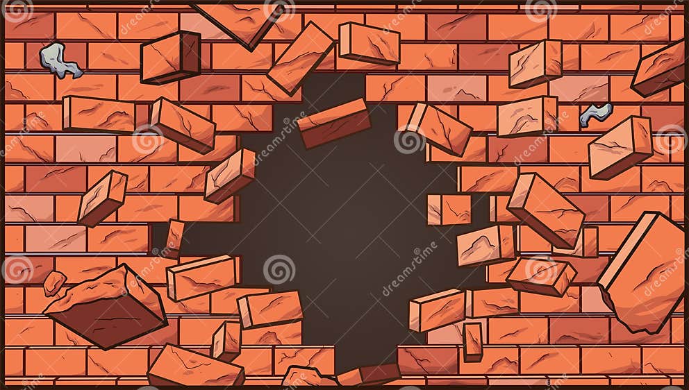 Broken wall stock vector. Illustration of vector, cartoon - 87388030