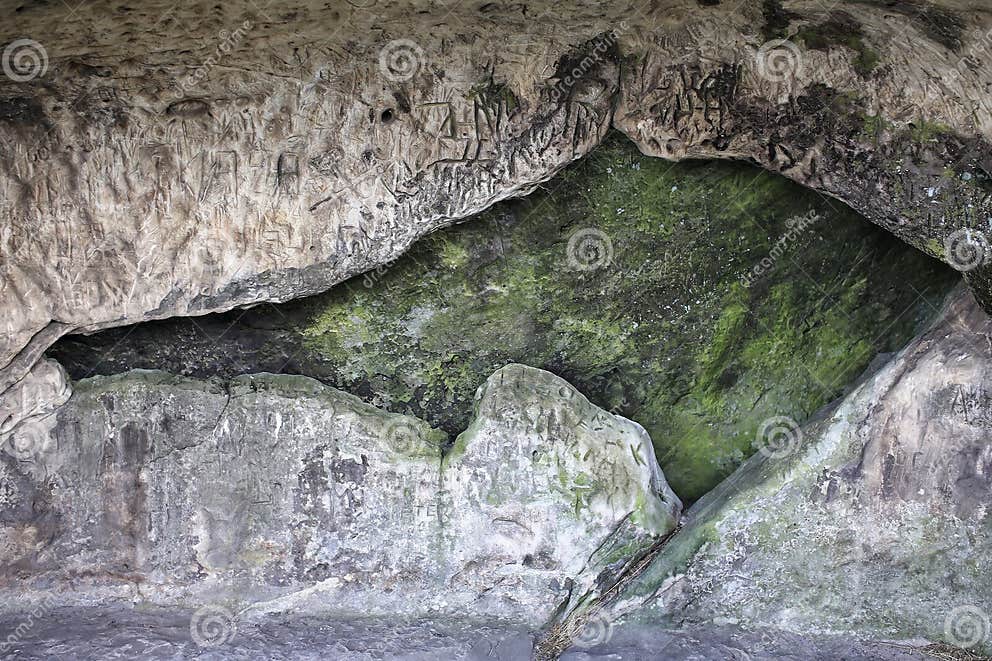 Broken Wall in a Cave with Interesting Shape Stock Image - Image of ...