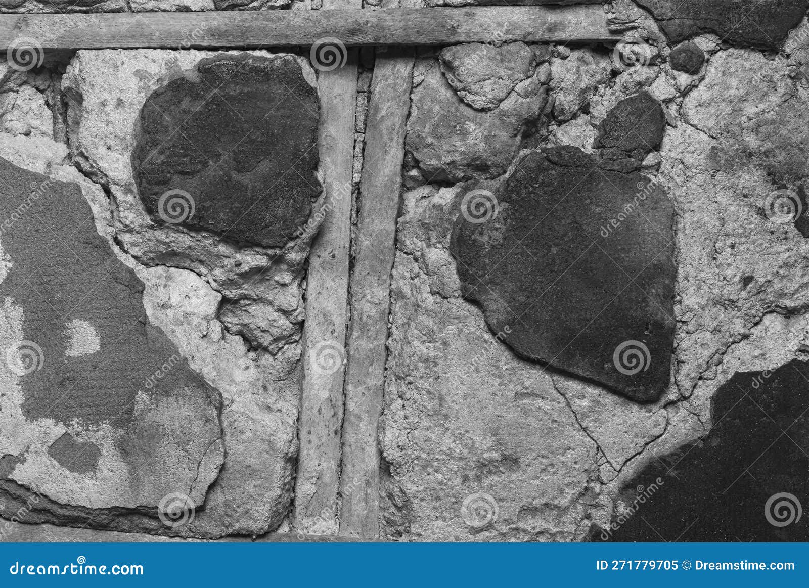 Broken Wall with Broken Concrete in Black and White Style Stock Image ...