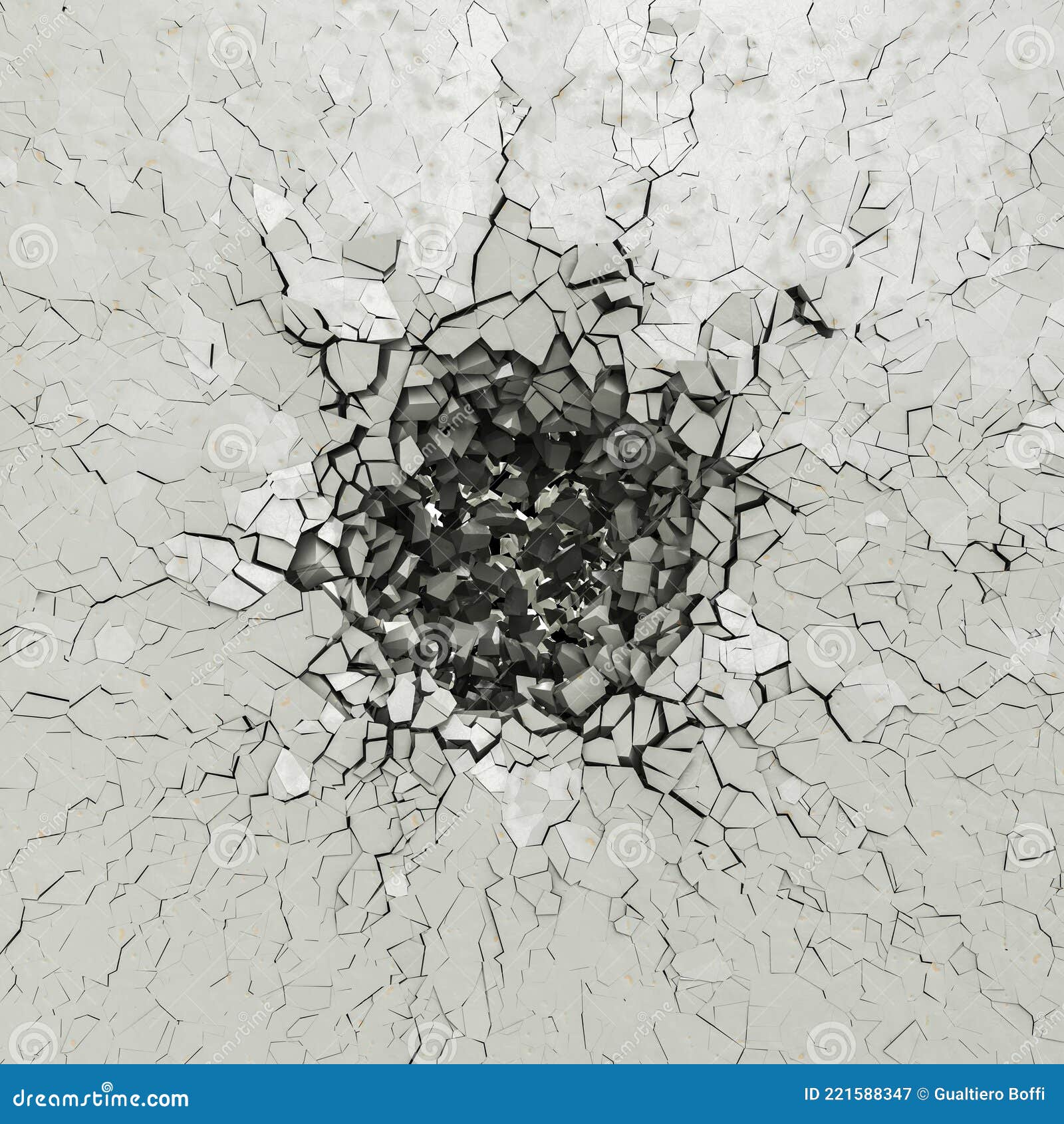 Broken Wall with Fragments and Cracked Stock Illustration ...