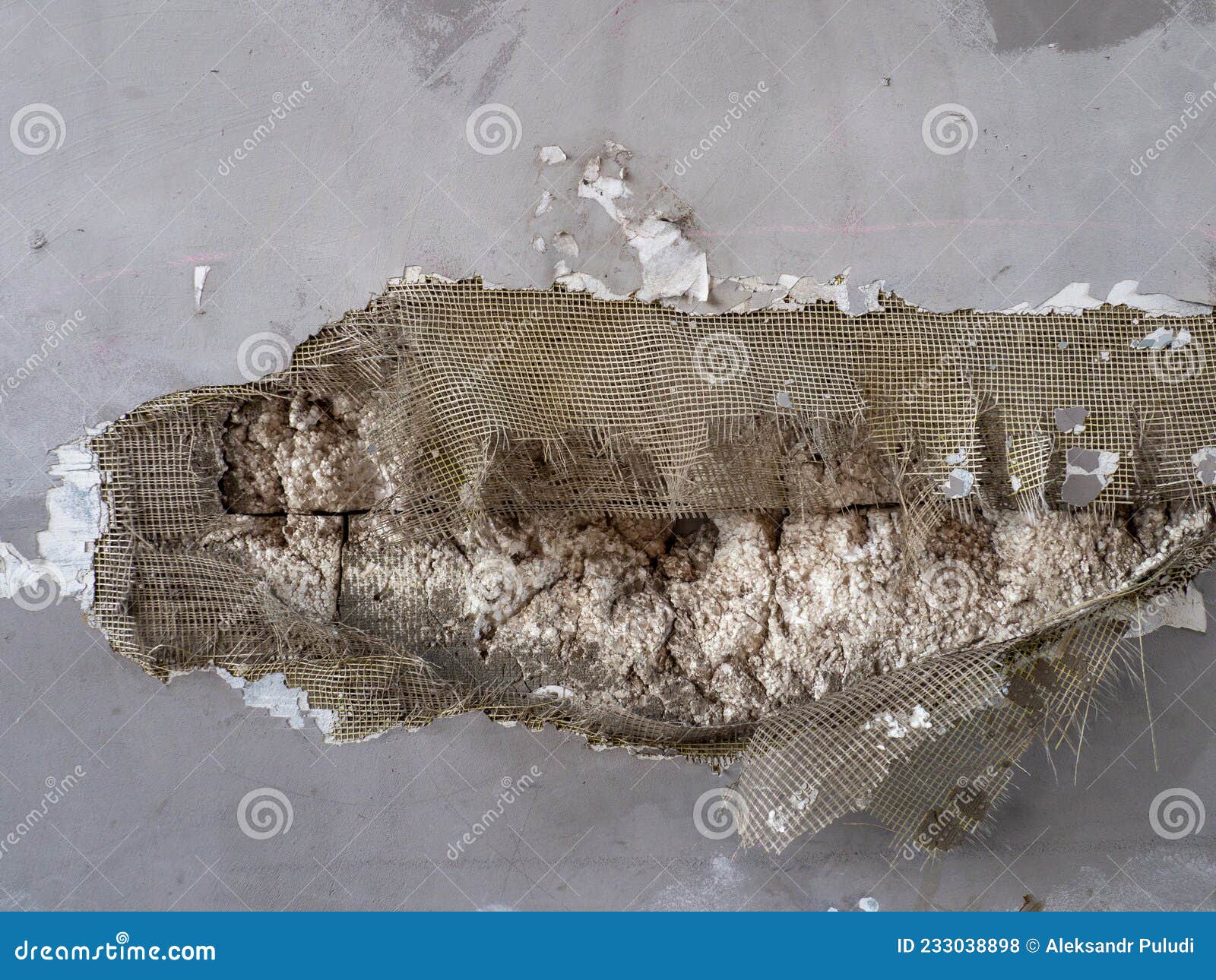 Broken Wall, Insulation. Renovation Work Stock Photo - Image of canvas ...