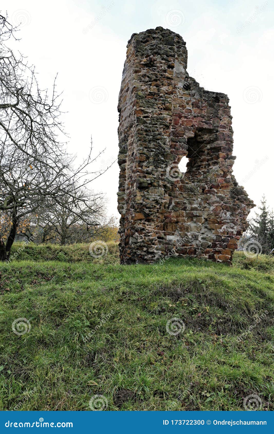 Broken Wall of Ruined Castle Zerotin Stock Photo - Image of stone ...