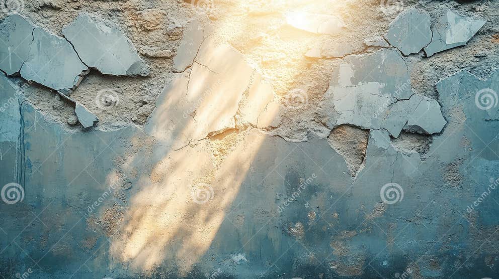Broken Wall with Sun Rays Streaming through - Atmospheric Image with ...