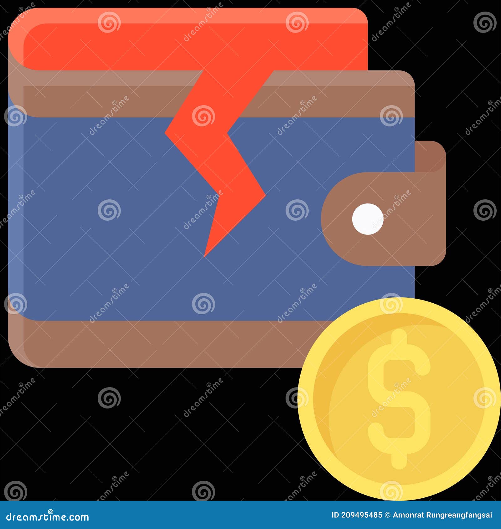 Broken Wallet Icon, Bankruptcy Related Vector Stock Vector ...