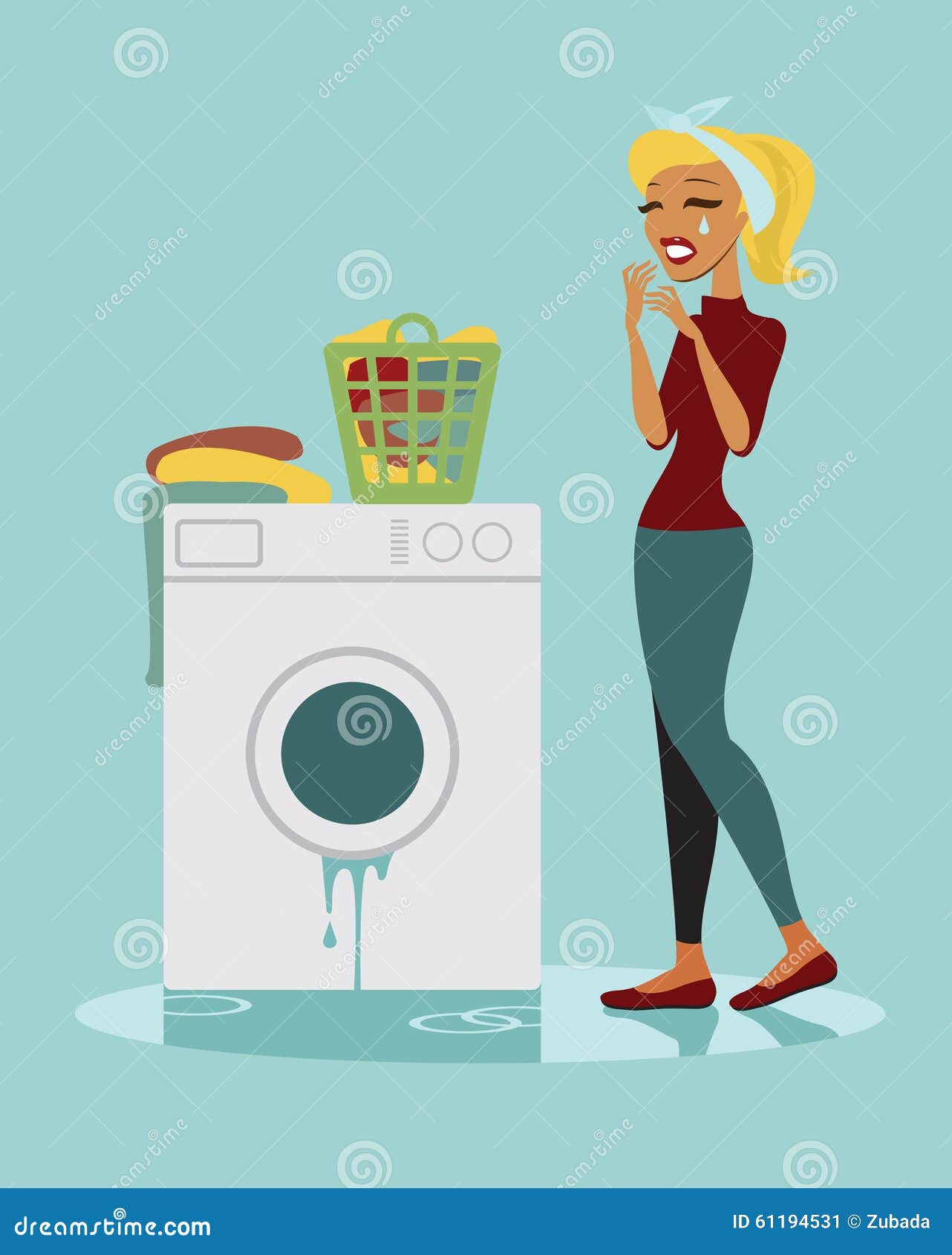 Broken Washing Machine Vector Illustration, Flat Cartoon Damaged Washer ...