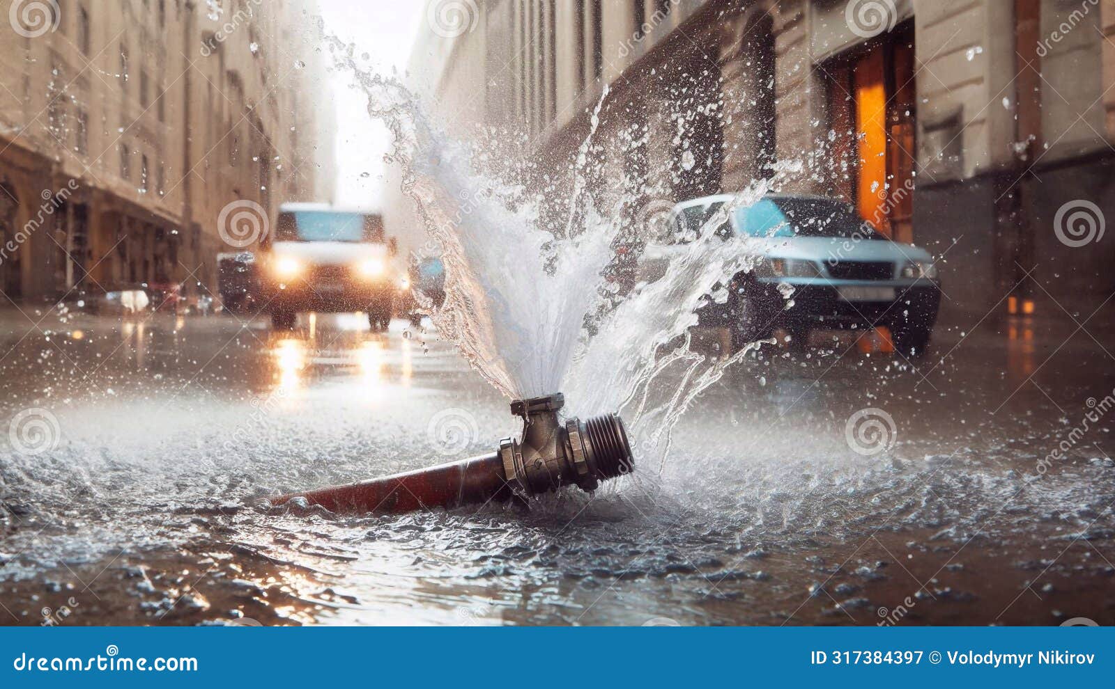 A Broken Water Pipe Leaking Water. Generated AI Stock Illustration ...