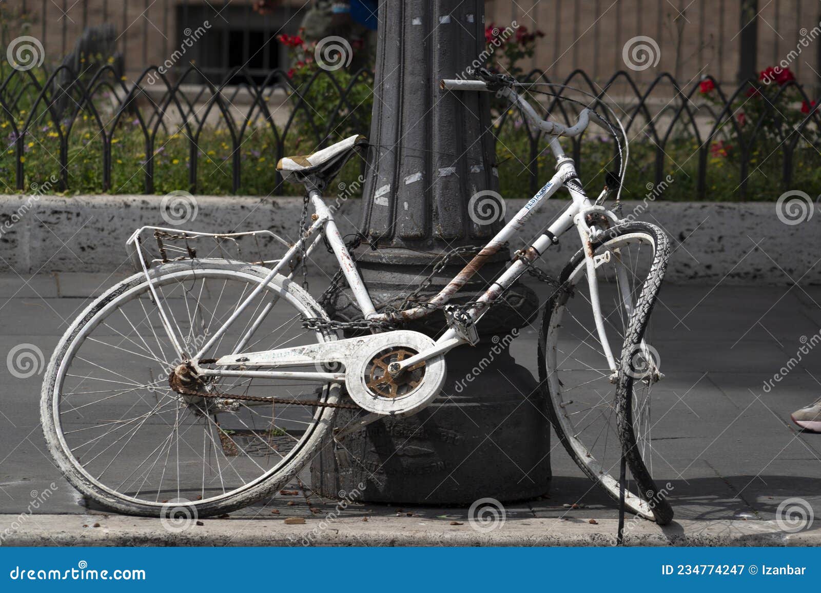 Broken Wheel Abandoned Bicycle Stock Image | CartoonDealer.com #234774247
