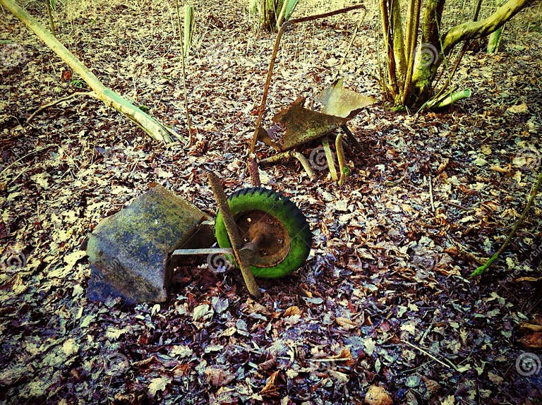 Broken wheelbarrow stock image. Image of discarded, rusty - 50101073