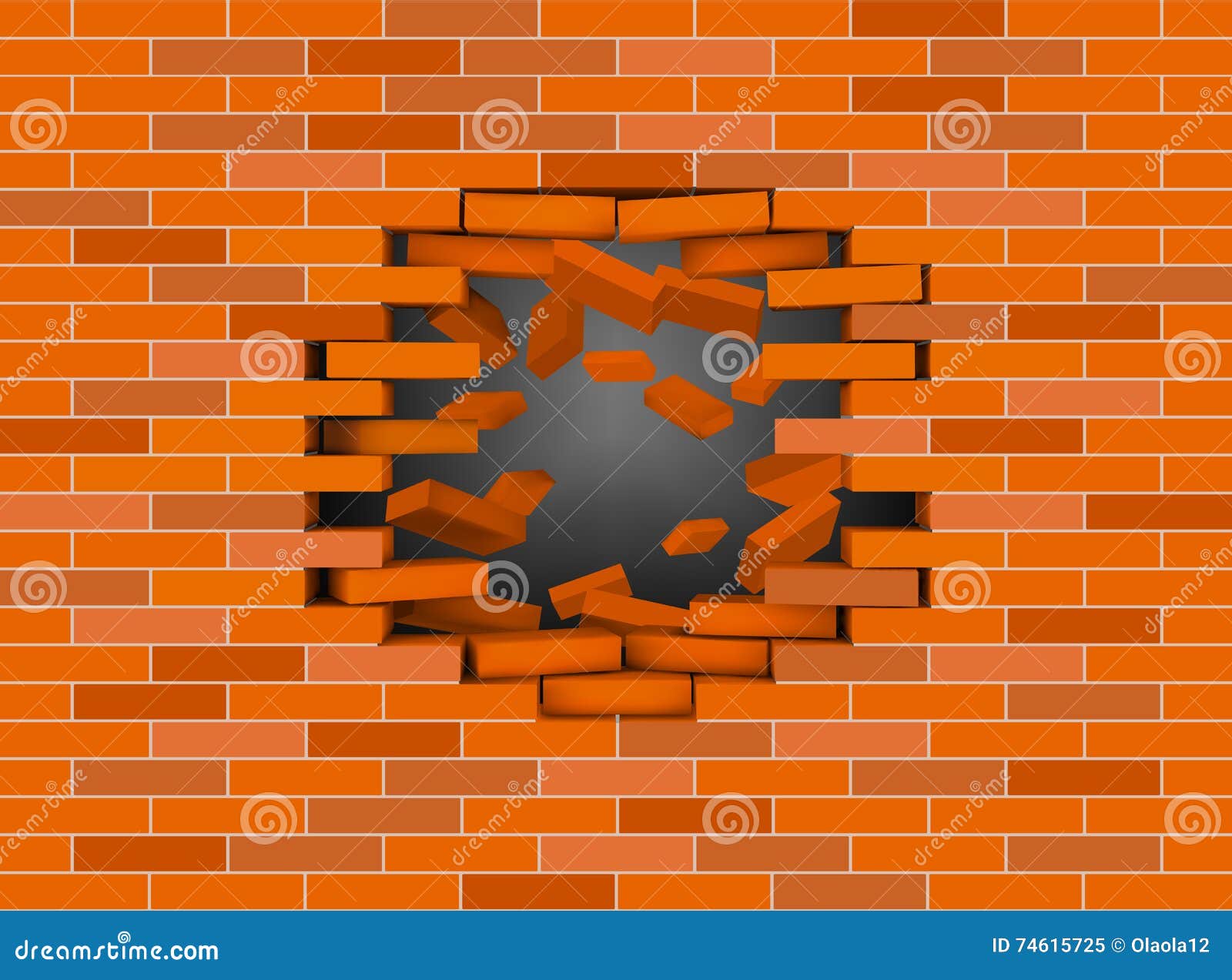 Broken White Brick Wall with Flying Bricks Stock Vector - Illustration ...